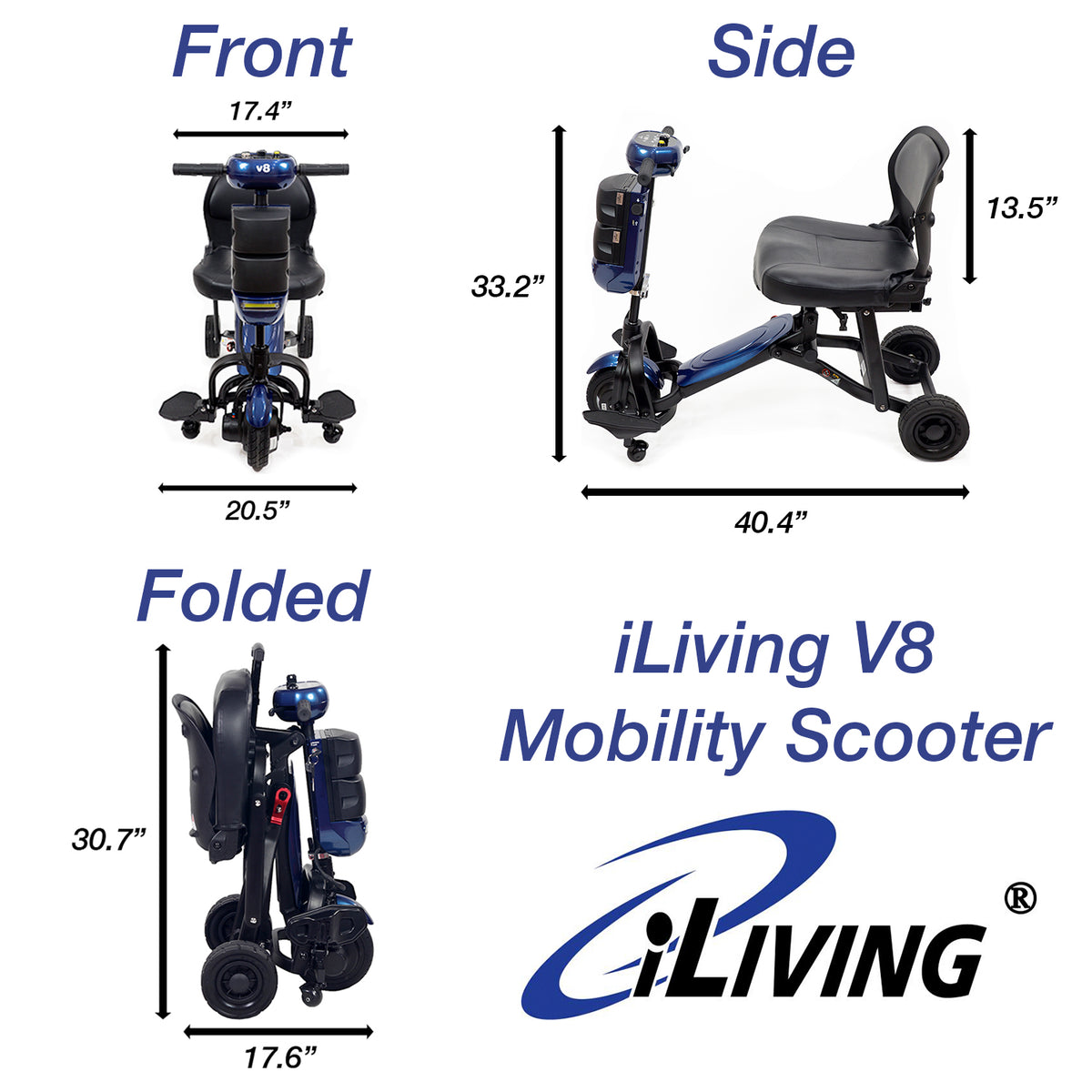 V8 - iLIVING Foldable Electric Mobility Scooter – iLiving USA